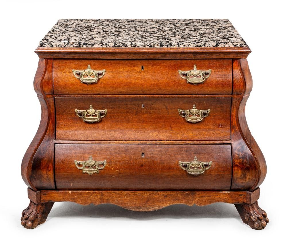 18th Century Dutch Walnut Bombe Chest with Marble Top - Chests of ...