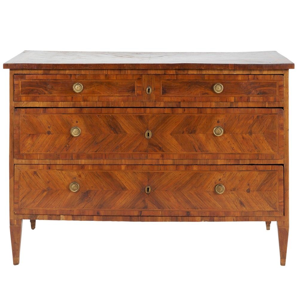 18th Century Italian Fruitwood Commode with Quarter Veneer Design ...