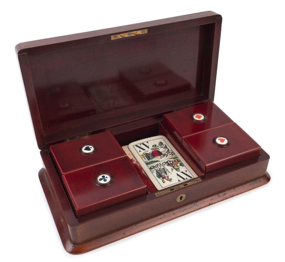 Viennese Games Box with Enamel Card Symbols and Tokens - Boxes ...
