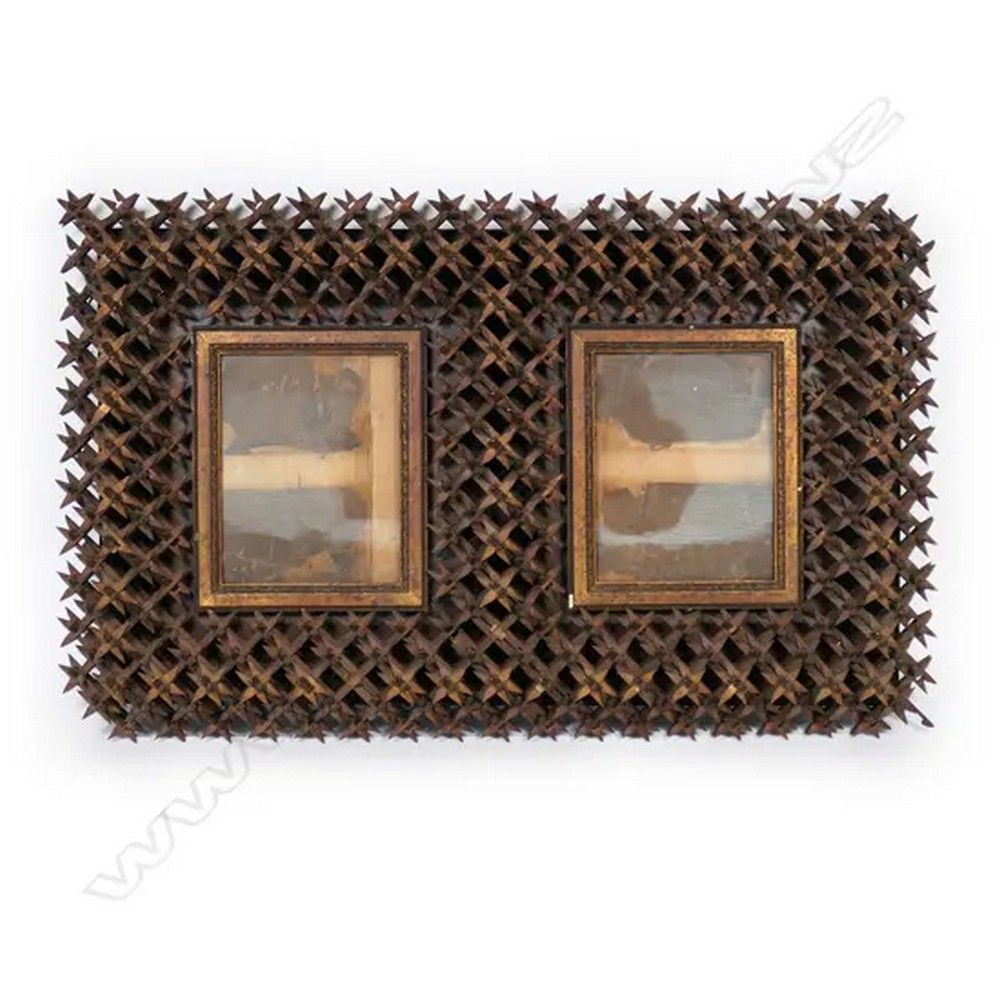 1900 Handmade 'Crown of Thorns' Tramp Art Double Frame - Frames - Small ...