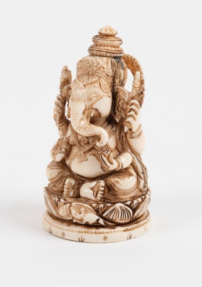 Carved Ivory Ganesh Statue, 19th/20th Century, Indian Origin - Ivory ...