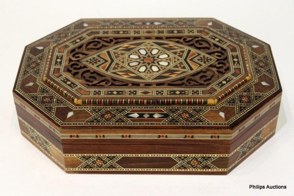 Syrian Parquetry Jewellery Box with Mother of Pearl Inlay - Boxes ...