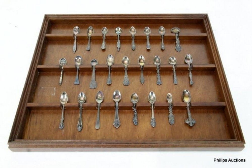 1980s Silver Miniature Spoon Collection on Display Board - Flatware ...
