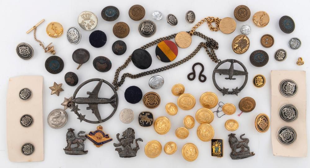 Eclectic Military Button & Badge Collection (qty) - Medals, Badges ...