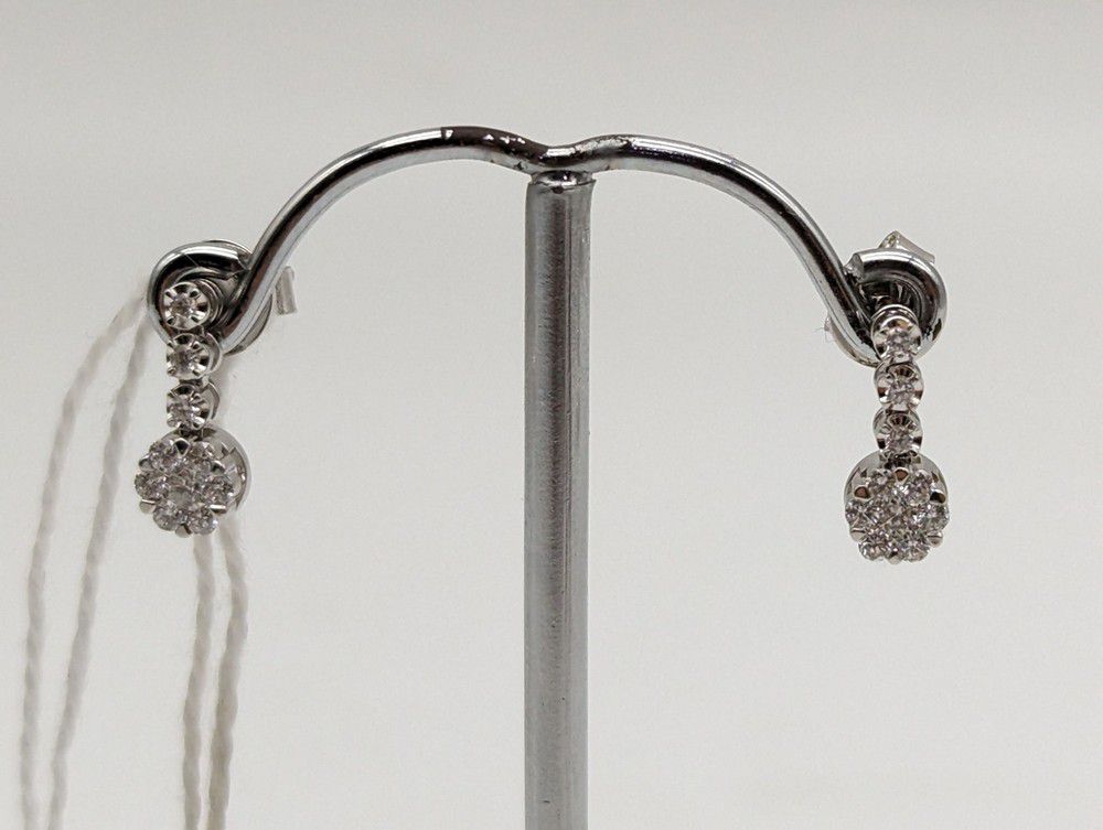 Drop Diamond Earrings in 18ct White Gold - Earrings - Jewellery