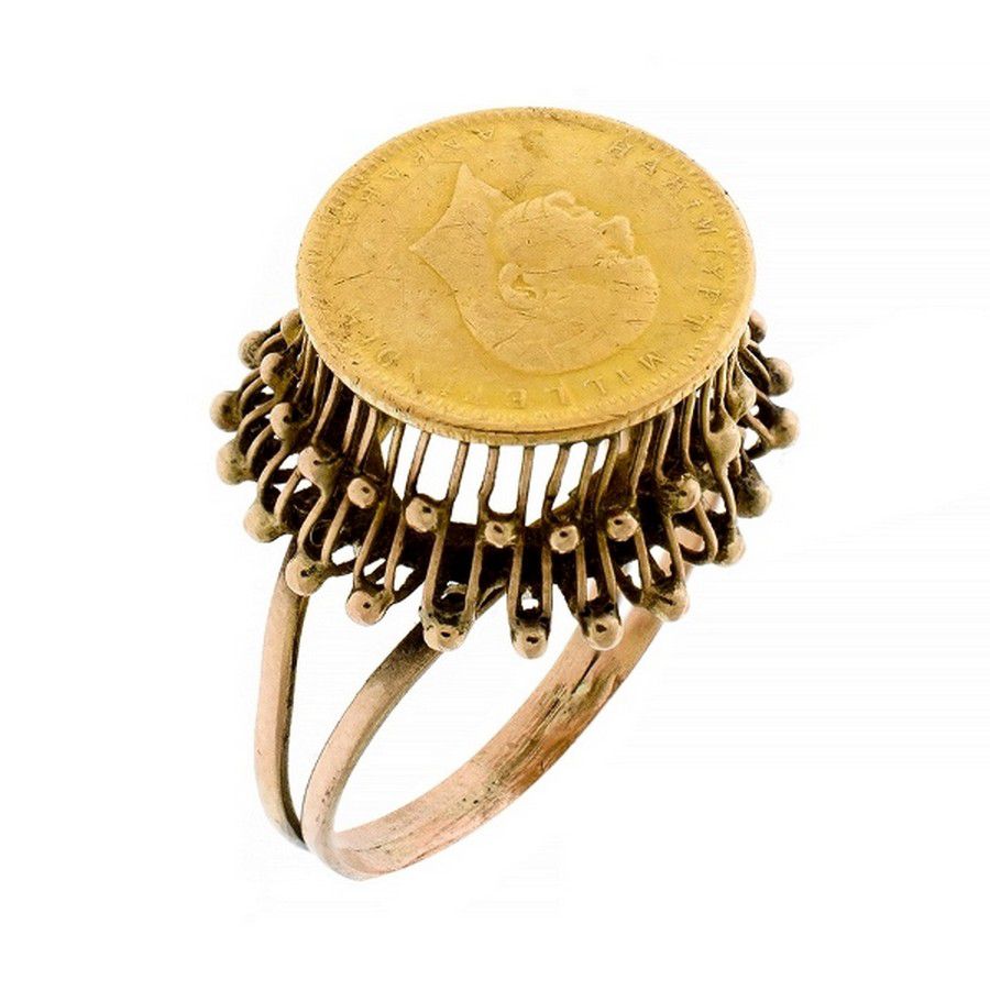 9ct Gold Turkish Coin Ring, 18ct Coin, 4.3g Width - Rings - Jewellery