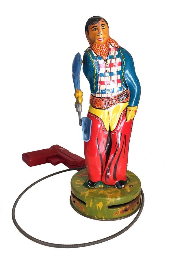 UK-made Cowboy Fast Draw Cap Shooter Tin Toy (1960s)