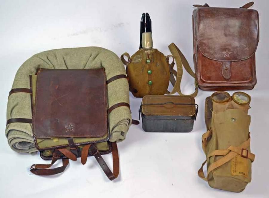 WWII Japanese Officers Pack: Backpack, Blanket, Gas Mask, Map Case ...