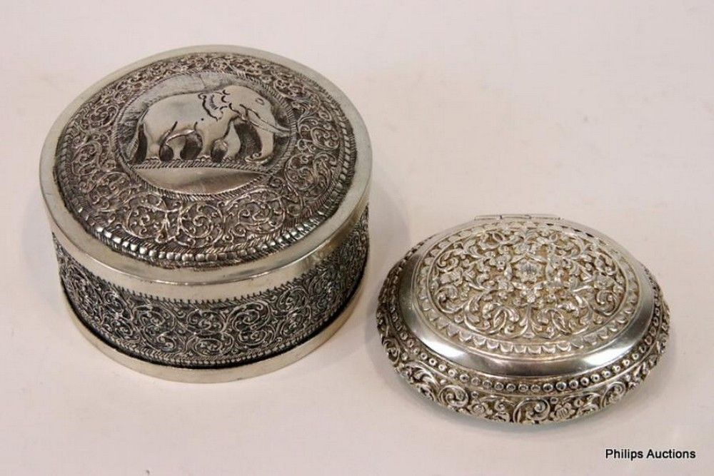 Indian and Sri Lankan Silver Boxes, 20th Century, Floral Decor - Boxes ...