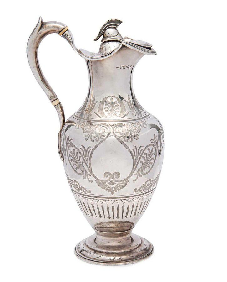 Victorian Engraved Sterling Silver Water Jug by William Hunter - Jugs ...
