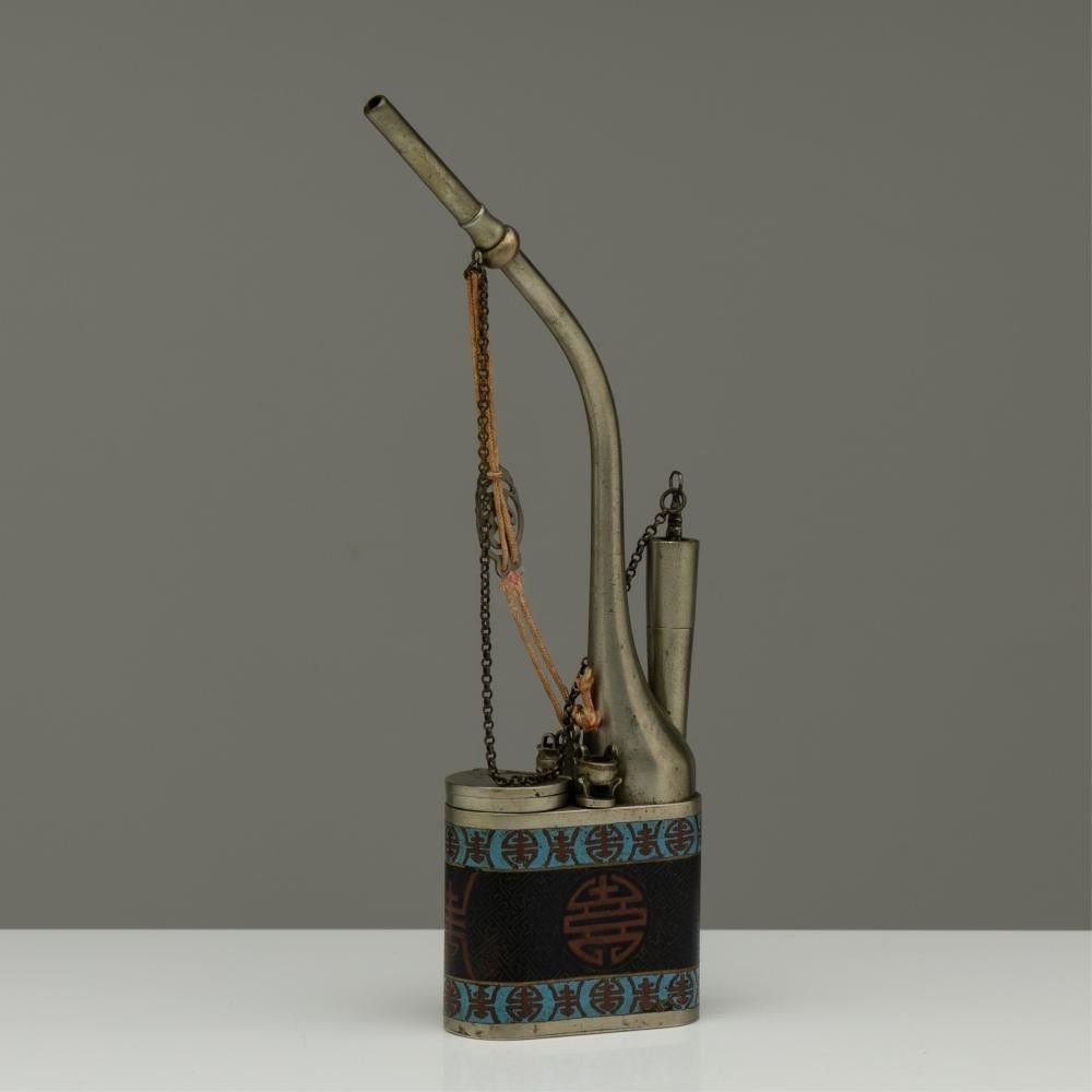 Chinese Cloisonne Opium Pipe with Shou Character, 27cm Height ...