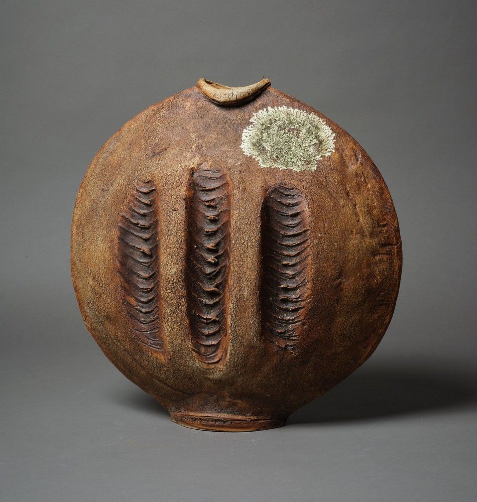 Len Castle Discoid Vase with Yellow Ochre and Burnt Umber - Castle, Len ...