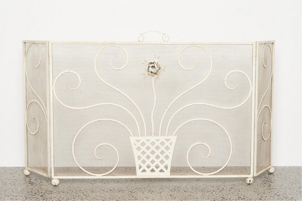 Rusted Steel Fire Guard with Sculptural Flowers, Private Collection ...