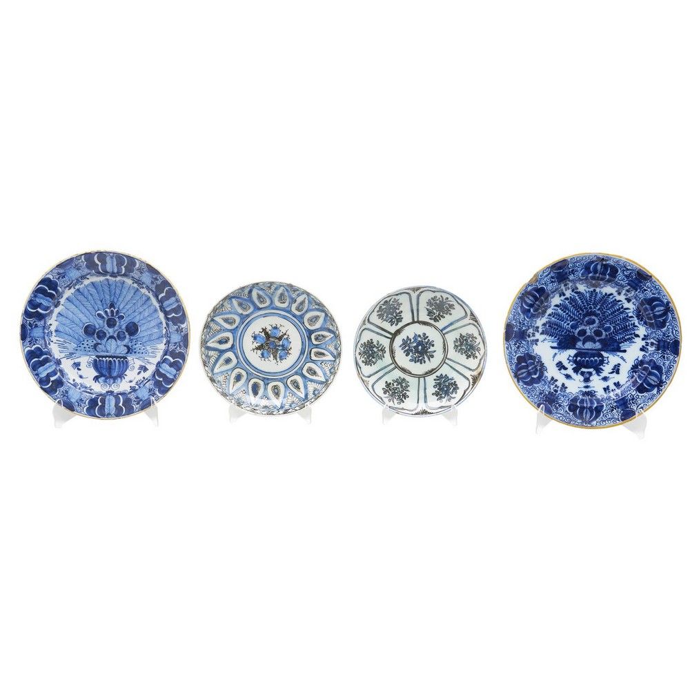 Dutch Delft Earthenware Peacock Plates and Floral Design Dishes ...