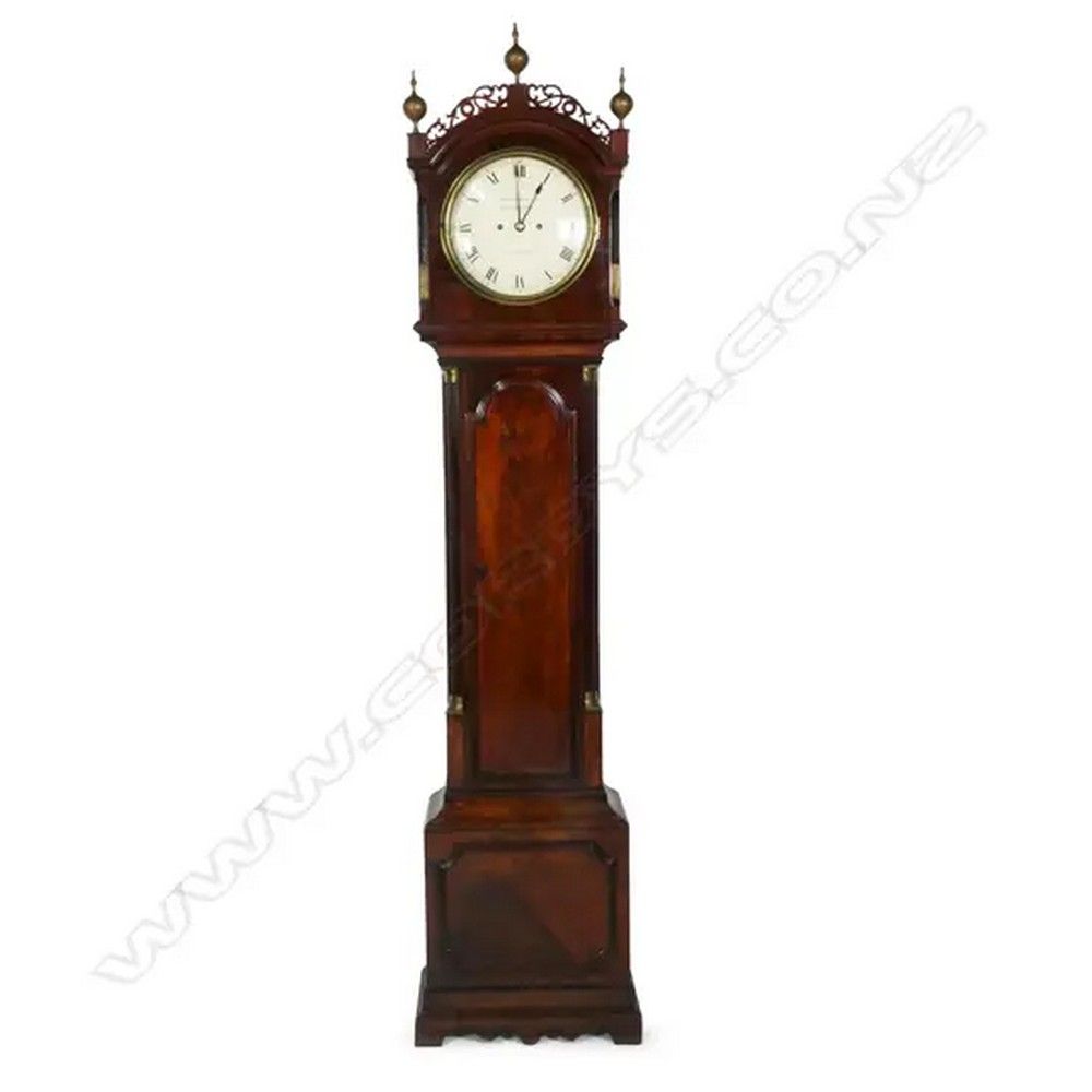 George III Mahogany Long Case Clock with Brass Finials - Clocks ...