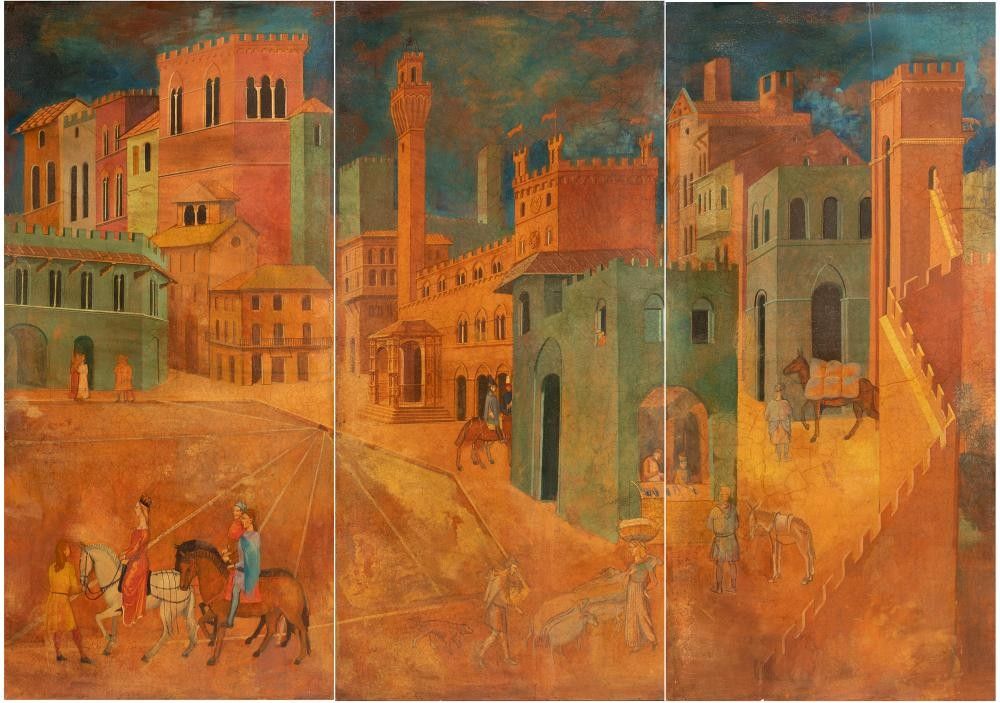 Siena Triptych: Proto Renaissance Beauty in Crackle Glaze Finish - Oil ...