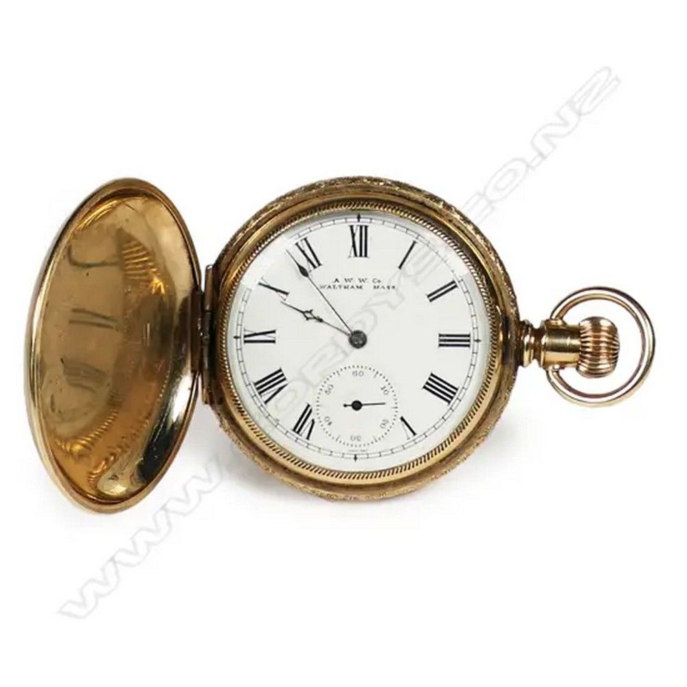 18ct Rose Gold Waltham Pocket Watch with Enamel Dial - Watches - Pocket ...