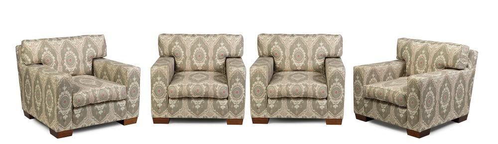 Set of Four Grey Ikat Armchairs by Stuart Rattle - Australian ...