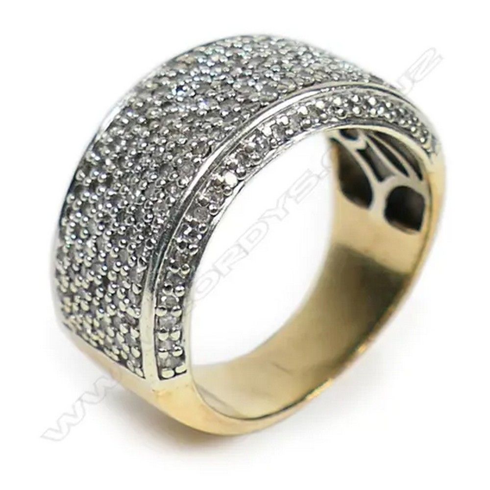 9ct Yellow Gold Diamond Encrusted Ring with 1.00ct TDW - Rings - Jewellery