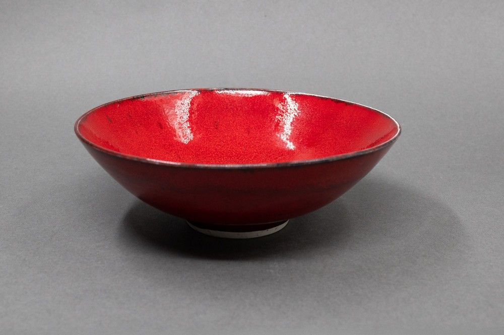 Len Castle Lava Bowl with Rich Red Glaze, 20.5cm Diameter - Castle, Len ...