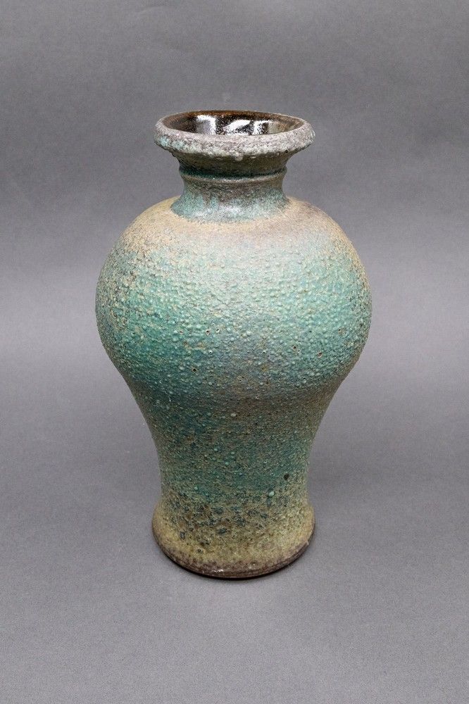 Graeme Storm Stoneware Baluster Vase with Green Copper Glaze - New ...