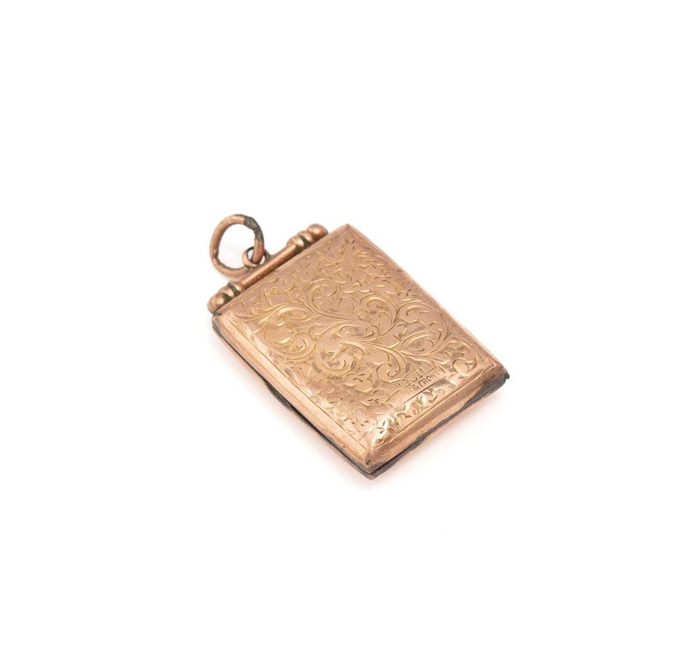 Antique 9ct Gold Front and Back Engraved Rectangular Locket - Pendants ...
