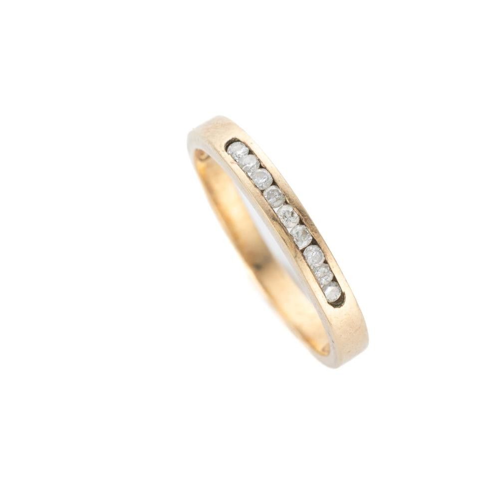 9ct Gold Diamond Ring with 9 Diamonds, Size J1/2 - Rings - Jewellery