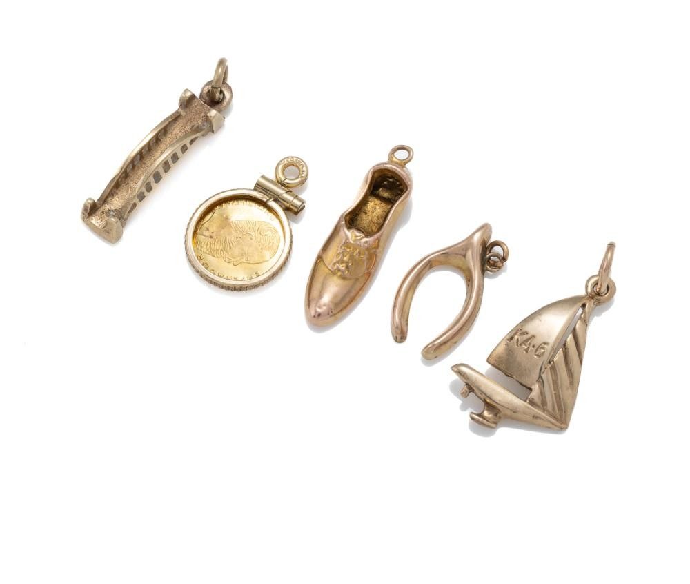 Collection of Gold Charms Including Sydney Harbour Bridge Replica ...