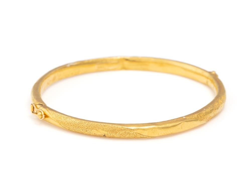 22ct Gold Textured Bangle with Box Clasp, 15.06g, Small Dent ...