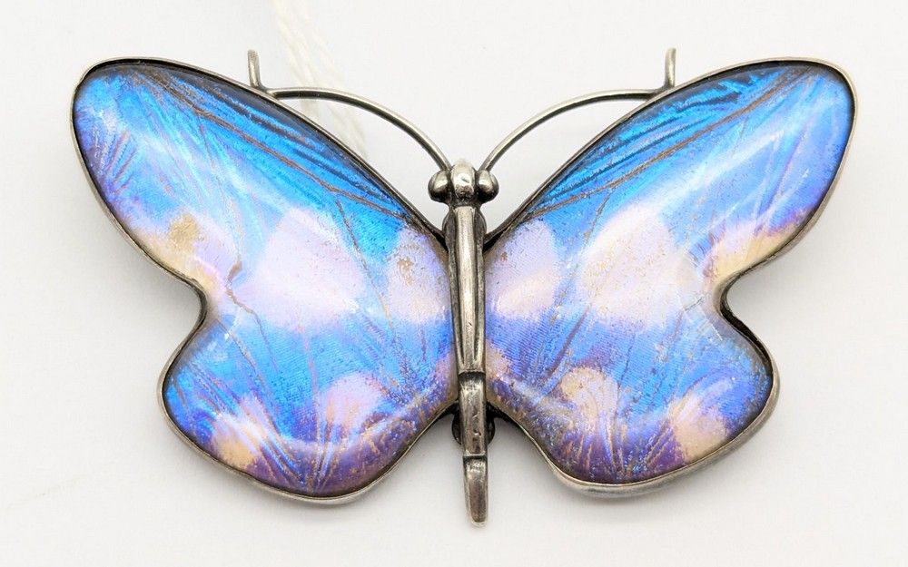 Silver Butterfly Brooch with Inset Wings - Brooches - Jewellery