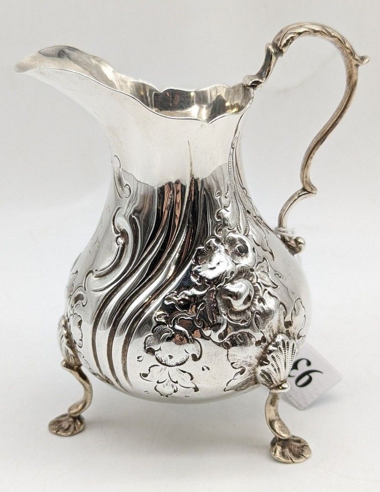 Victorian Sterling Silver Embossed Tri-Footed Jug, London 1856 ...