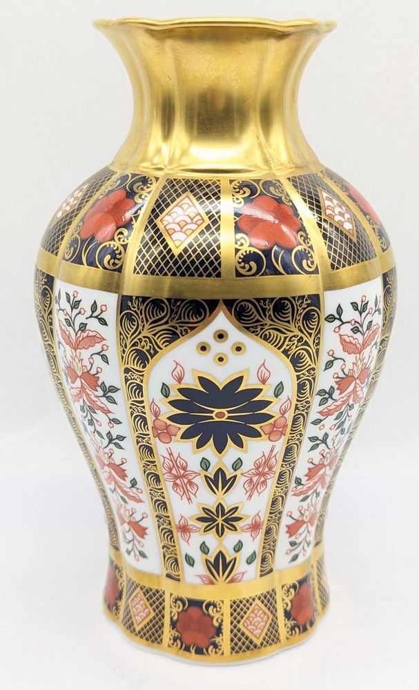 Hand-painted Royal Crown Derby Imari Vase with Floral Decoration ...