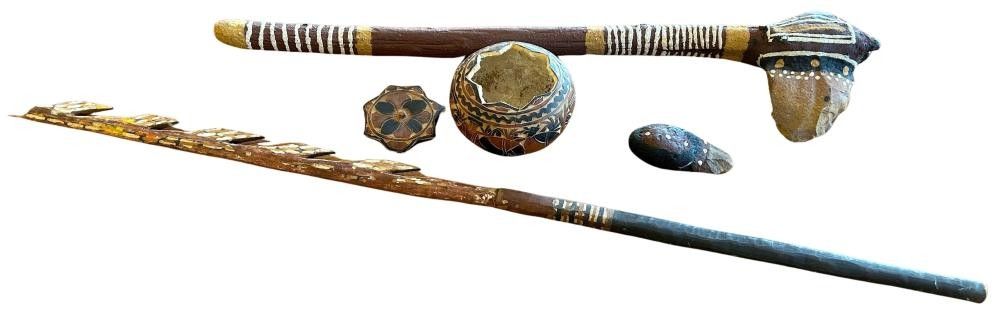 Indigenous Artifacts: Gourd, Axe, Knife, and Spear Collection - Edged ...