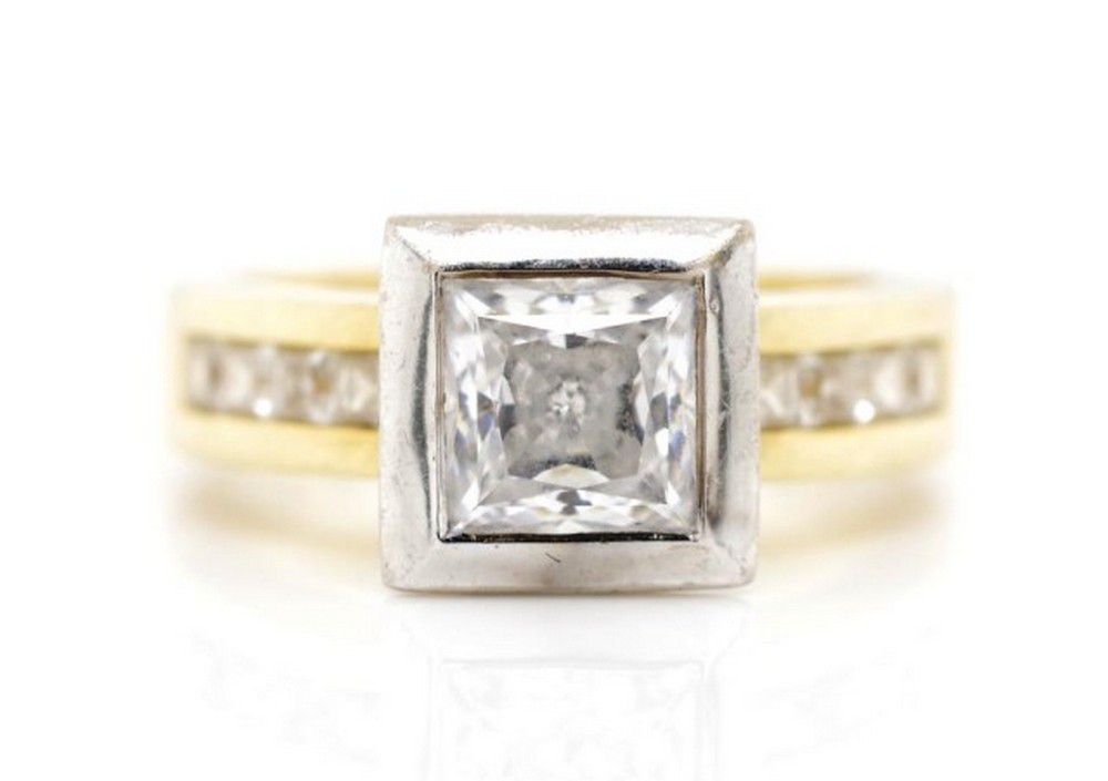 750 Two Tone Gold CZ Ring, Size L-M - Rings - Jewellery