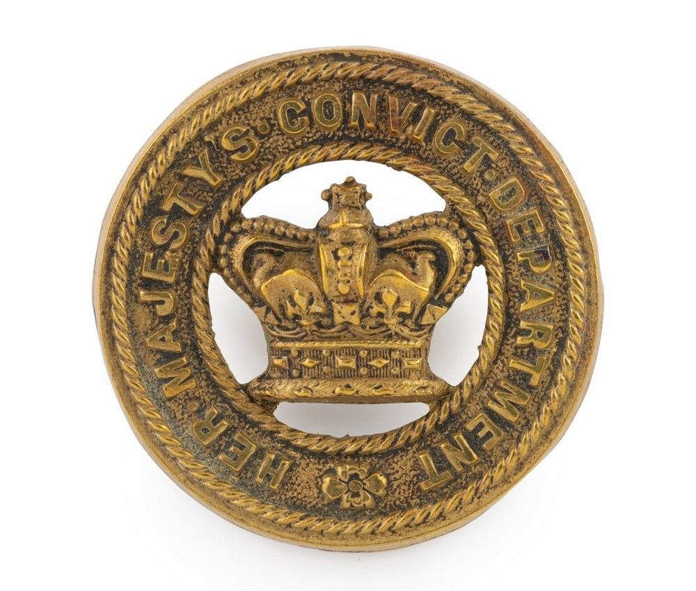 19th Century Convict Department Circular Brass Hat Badge - Rare ...