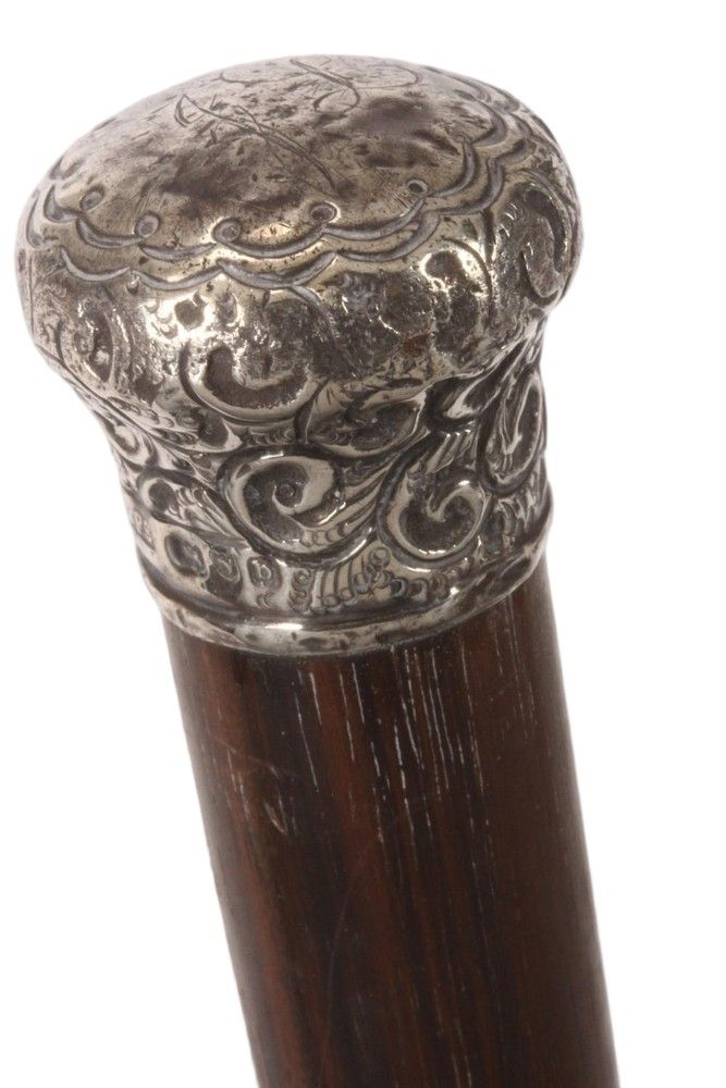Late Victorian Sterling Silver Topped Walking Cane with Bamboo Shaft ...