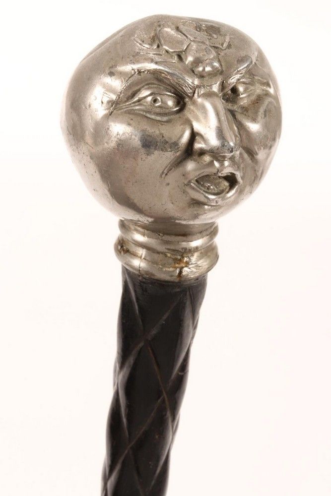 Late 19th Century French Moon Man Walking Stick with Pewter - Walking ...