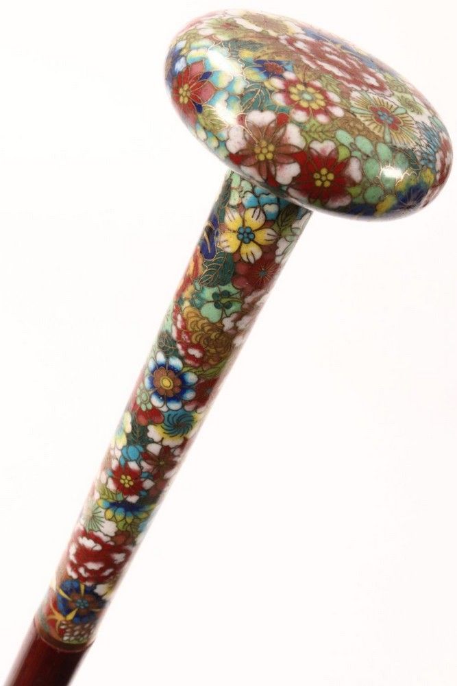 Meiji Period Cloisonne Walking Stick with Flower Design - Cloisonne ...