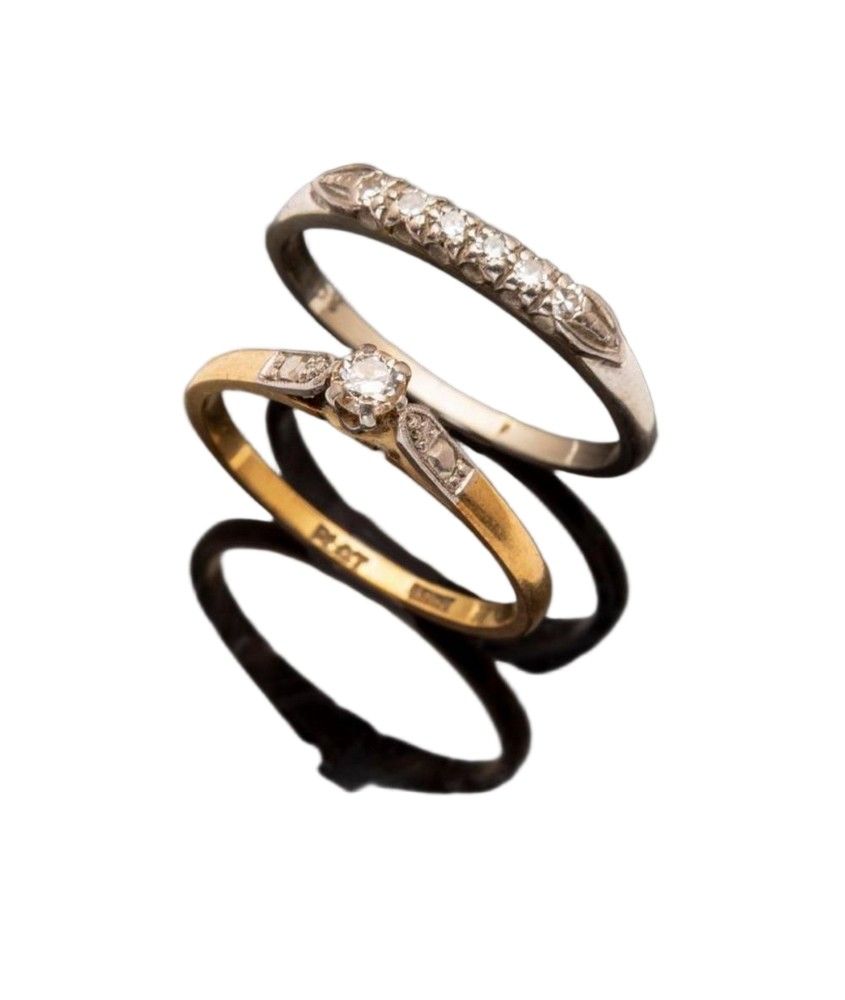 Duo Diamond Rings: Solitaire and Band Set - Rings - Jewellery
