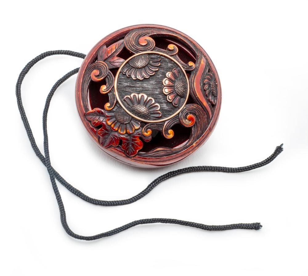 Stained ivory manju netsuke from Japanese Meiji/Taisho period - Netsuke ...