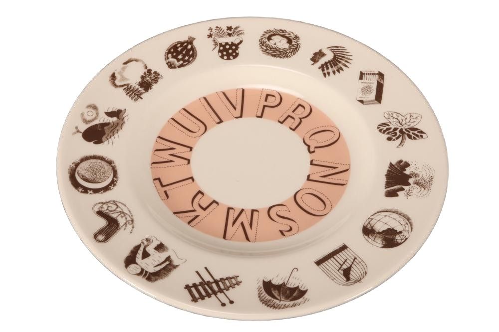 Wedgwood Eric Ravilious Alphabet Design Plate, Salmon Ground, 18cm ...