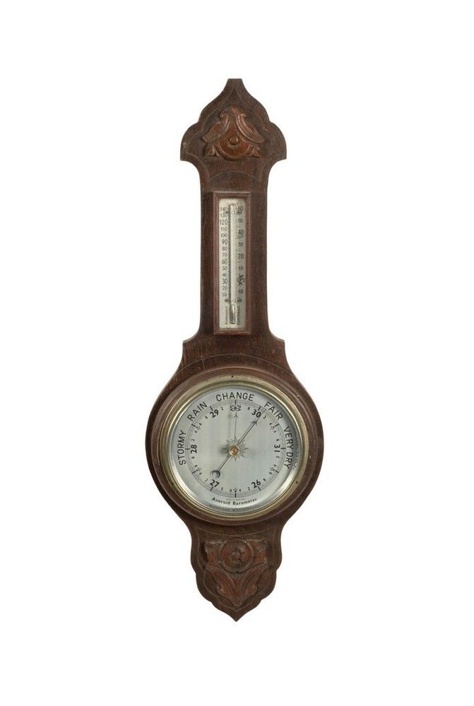 English wall mounted aneroid barometer thermometer, 19th/20th century ...