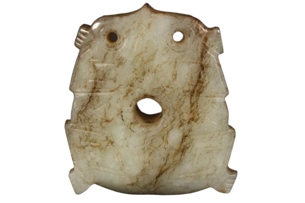 Chinese Pale Green Jade Frog Panel with Archaic Decoration - Jade ...