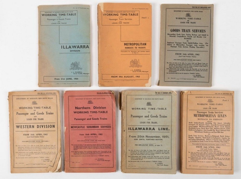 NSW Department of Railways: 1951-1964 Working Timetables Collection ...