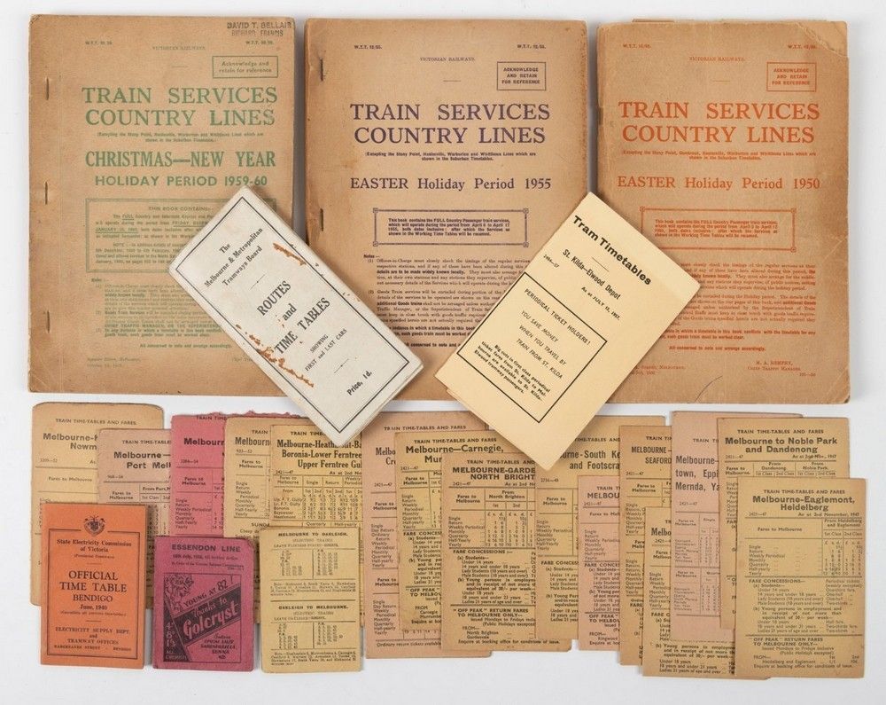 Vintage Victorian Railways and Electricity Commission Timetables and ...