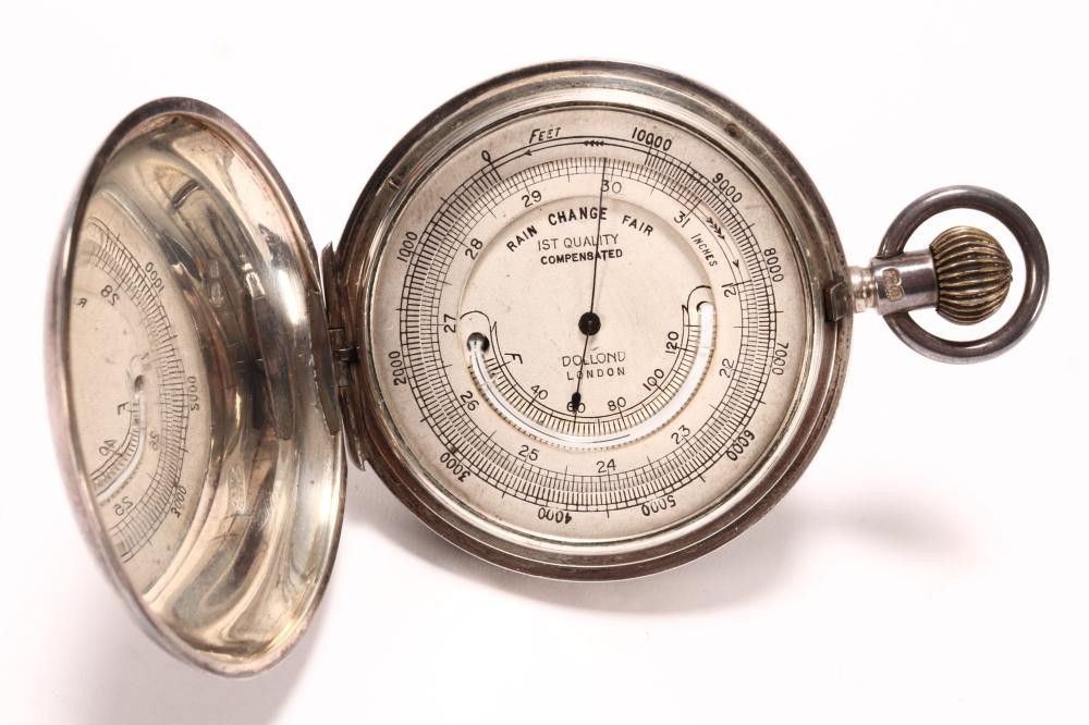 Antique English Sterling Silver Pocket Barometer by Dollond, London ...