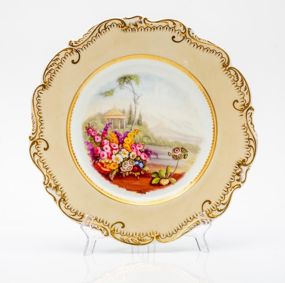 Rococo Coalport Plate with Garden Scene by Thomas Pardoe - Coalport ...