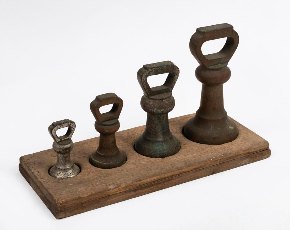 19th Century Timber Mounted Bell Weights, Graduated Set, 7lb Largest ...