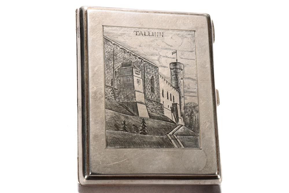 Estonian Silver Cigarette Case with Toompea Castle Engraving - Smoking ...