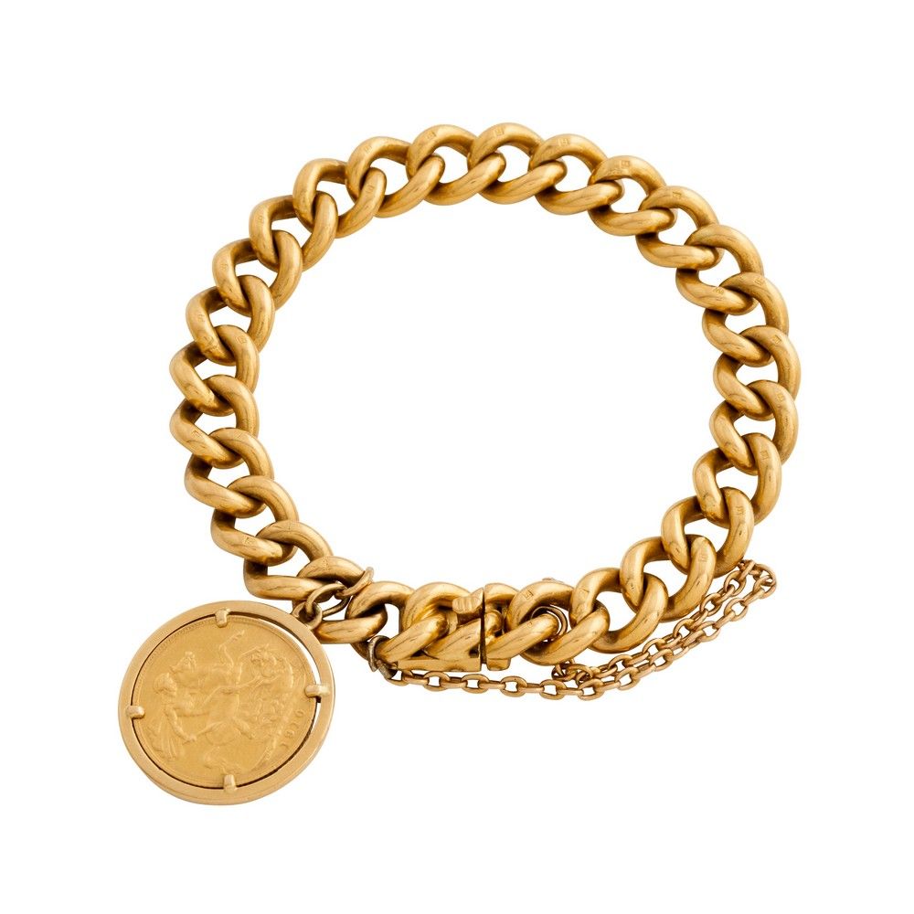 1910 Sovereign Gold Bracelet with High Carat Curb Links - Bracelets ...